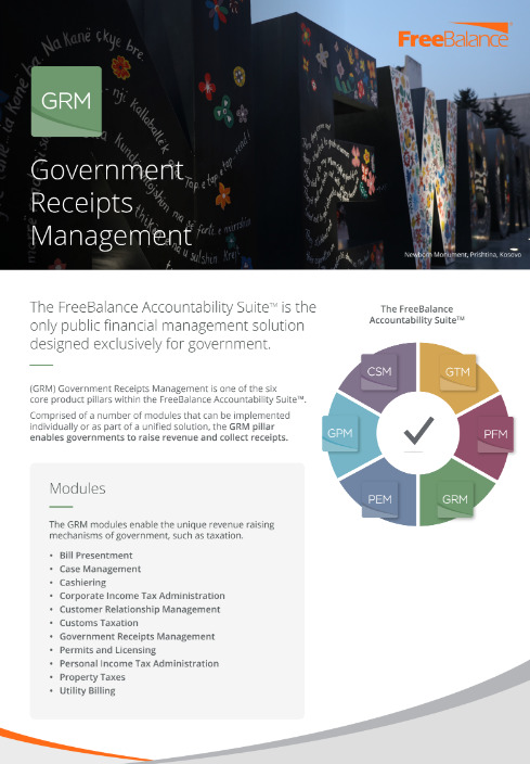 FreeBalance (GRM) Government Receipts Management Factsheet