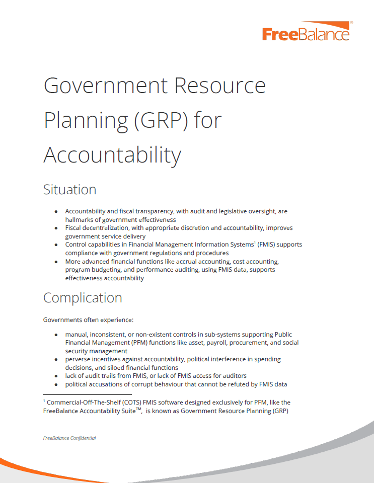 Government Resource Planning for Accountability - FreeBalance