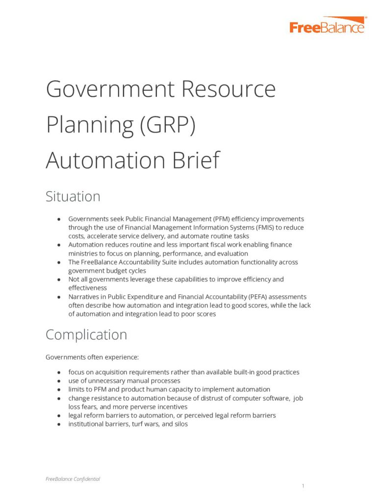 Government Resource Planning Automation - FreeBalance